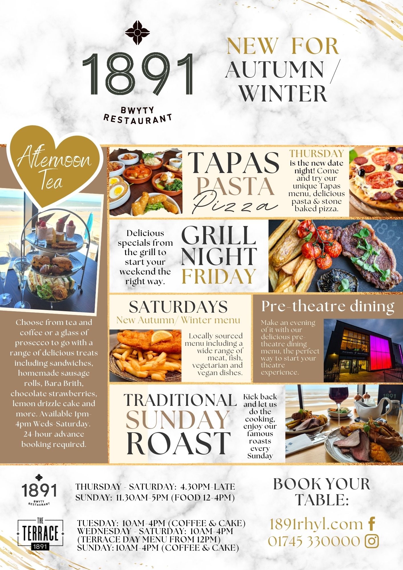 Menus – 1891 Restaurant Rhyl